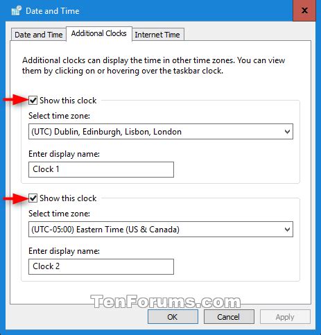 Add Or Remove Additional Time Zone Clocks On Taskbar In Windows Tutorials