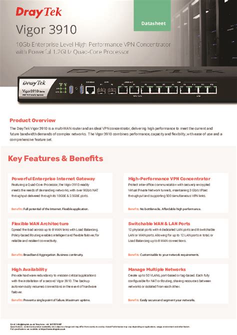Draytek Vigor 3910 Multi Wan Gateway From Alltrade V3910
