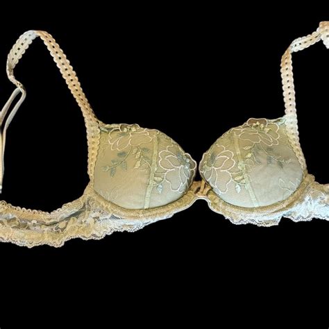 Etam Bra 32aa Green Lace Underwire Push Up Padded Depop