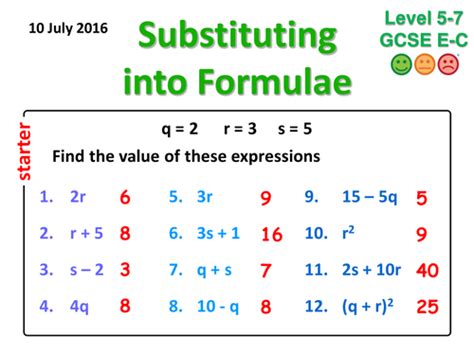 Substituting Into Formulae By Uk Teaching Resources Tes
