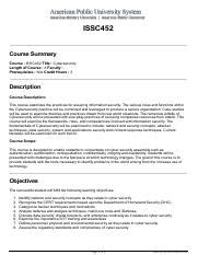 ISSC 452 Syllabus Pdf ISSC452 Course Summary Course ISSC452 Title
