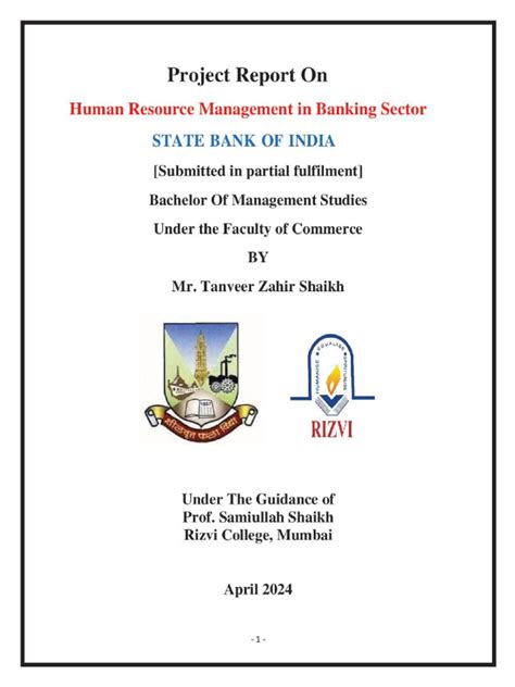 Sbi Project Report On Human Resource Managem Pdf