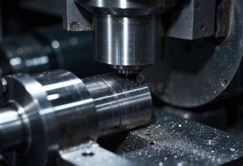 Precision Machining Process With A Cnc Machine Cutting Metal Parts Stock Image Image Of