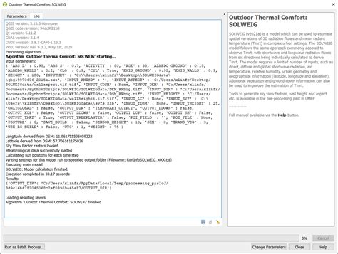 SOLWEIG Run Failing In Processing Python But Successful In Conventional Plugin Issue