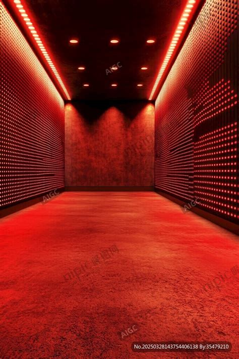 Ai创作图红色 灯光 走廊 墙面 空间 氛围 设计 装饰 光线 地面 质感 建筑 场景 照明 现代 昵图网