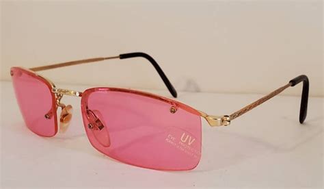 Vintage Sunglasses Narrow Rectangular Gold Frames Gem