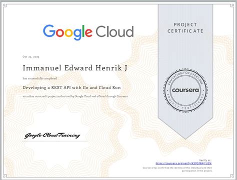 Immanuel Edward Henrik J On Linkedin Cloudcomputing Coursera