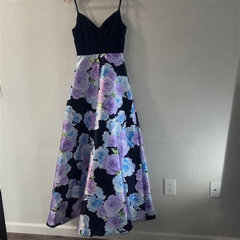 B Darlin Dresses Bdarlin Navy Floral Spaghetti Strap V Neck