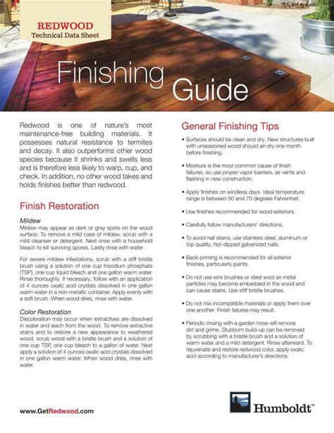 Humboldt Sawmill Catalogs Redwood Finishing Guide Arcat
