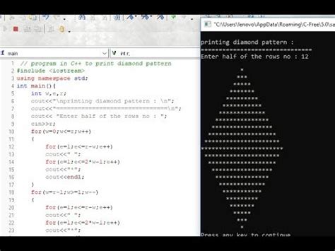 Program In C To Print Diamond Pattern YouTube