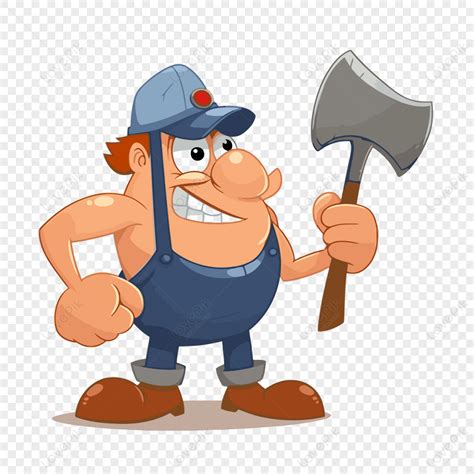 만화 도끼 노동자 도끼를 들고 벡터그래거클립 아트 Png 일러스트 무료 다운로드 Lovepik