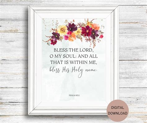 Bless The Lord Bible Verse Wall Art Fall Christian Decor Digital