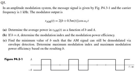 Solved In An Amplitude Modulation System The Message Signal