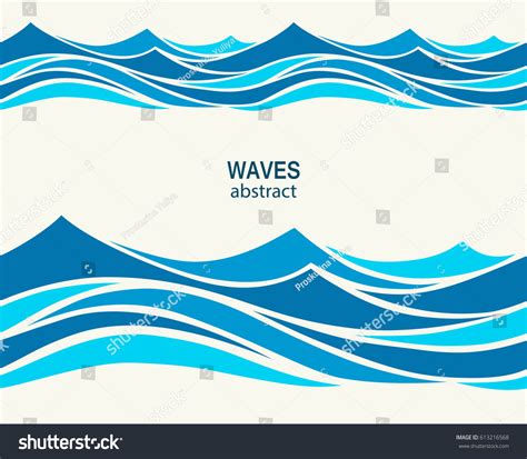 Marine Seamless Pattern Stylized Blue Waves Stock Vector Royalty Free 613216568
