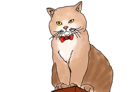 Digital Illustration Of Cute Cat With A Bow Tie With Transparent Background PNG