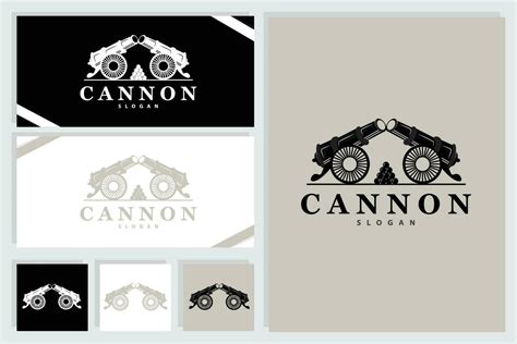Cannon Logo Elegant Simple Design Retro Vintage Style War Artillery
