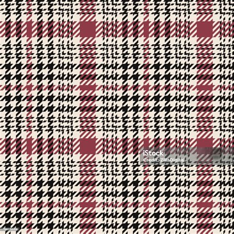 글렌 격자 무늬 패턴 코트 스커트 재킷 또는 다른 현대 가을 겨울 패션 옷 인쇄에 대한 검은 색 분홍색 빨간색 오프 화이트에서