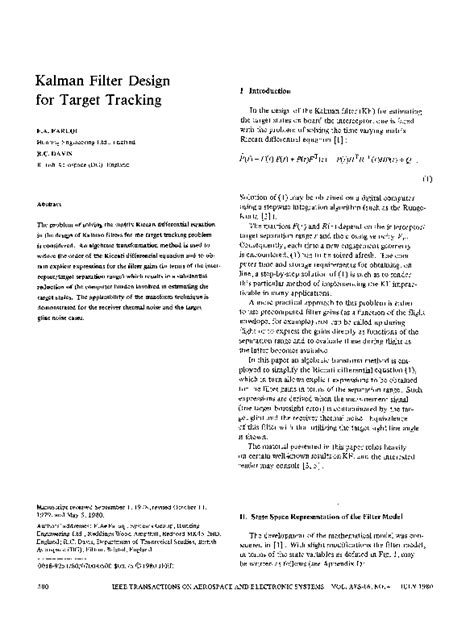 pdf kalman filter design for target tracking