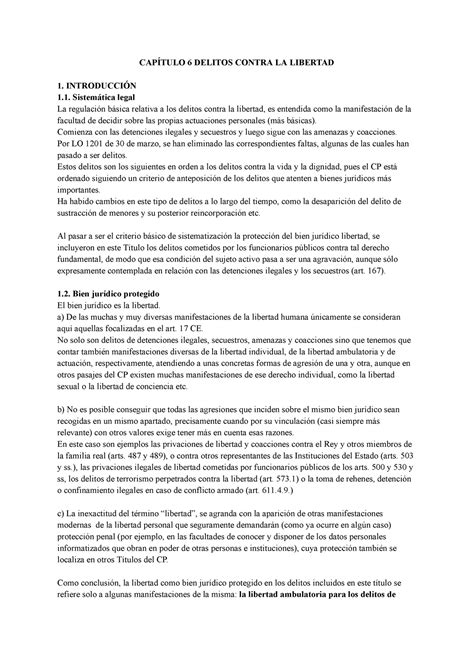 CapÍtulo 6 Delitos Contra La Libertad CapÍtulo 6 Delitos Contra La