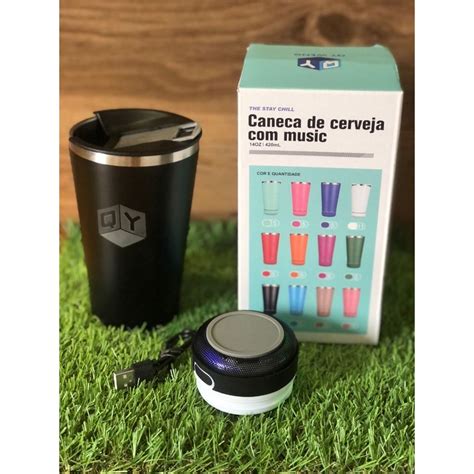 Copo caixa de som Copo Térmico Tampa Abridor Caixa Som Bluetooth