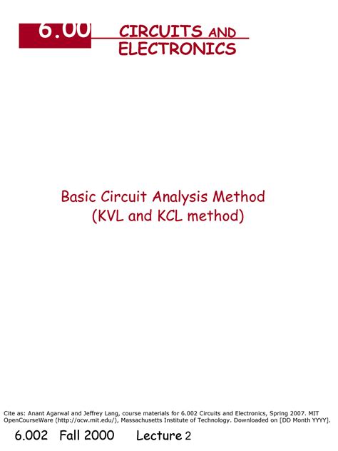 Basic Circuit Analysis Method Kvl And Kcl Method 6 Circuits And