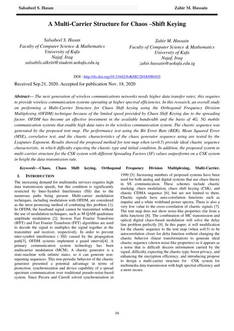 Pdf A Multi Carrier Structure For Chaos Shift Keying