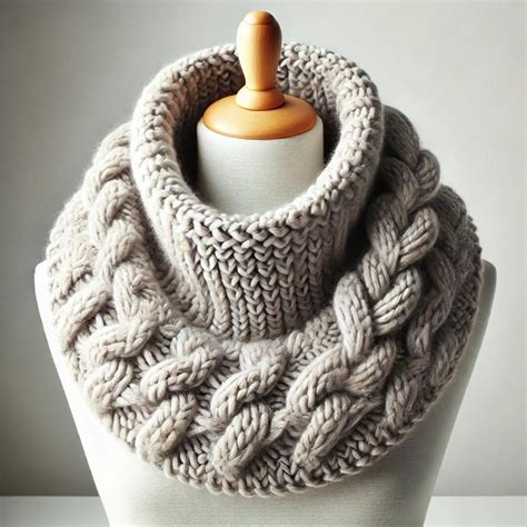 Chunky Cable Knit Snood Cowl Knitting Pattern Step By Step Instructions