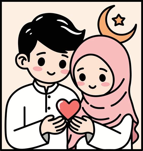Muslim Couple Cartoon Illustrations 48008754 Vector Art At Vecteezy