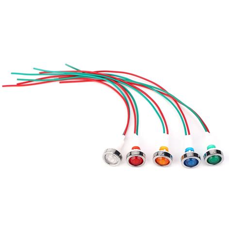 15pcs Dc12v 10mm Led Pilot Lamp Power Indicator Light With Wire Cable
