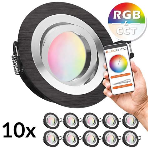 Ledando Led Einbaustrahler 10er Rgb Cct Led Einbaustrahler Set Extra