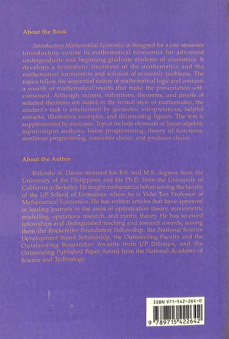 Introductory Mathematical Economics Volume 1 Museo Kordilyera