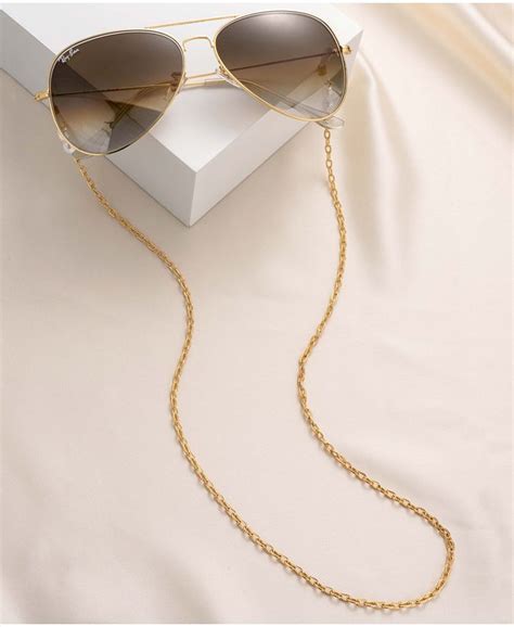 Ettika Womens 18k Gold Plated Wide Link Imitation Pearl Glasses Chain