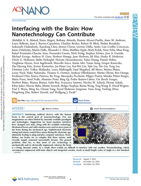 Pdf Interfacing With The Brain How Nanotechnology Can Contribute