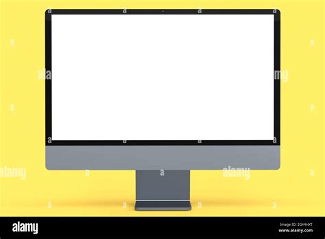 Realistic Grey Computer Screen Display With Keyboard And Mouse Isolated