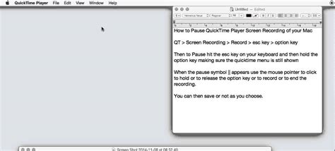 how to pause quicktime player screen recording of your mac in yosemite