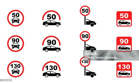 Ilustración De Conjunto De Señales Vectoriales De Límite De Velocidad