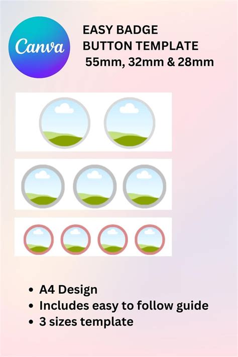 Easy Badge Button Template Pinback Button Badge Template Canva Template For 58mm 32mm And 28mm