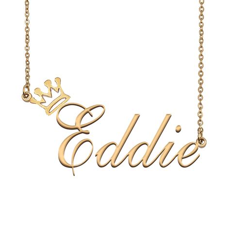 Eddie Name Necklace With Crown Name Necklace Gold Custom Etsy