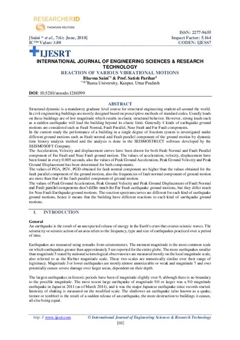 Pdf Reaction Of Various Vibrational Motions