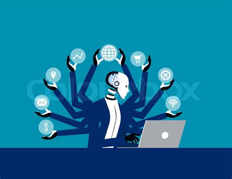 robot multitasking with multiple arms business artificial i colourbox