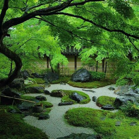 Japanese Garden With Rocks And Trees Garden Mound Green Japanese