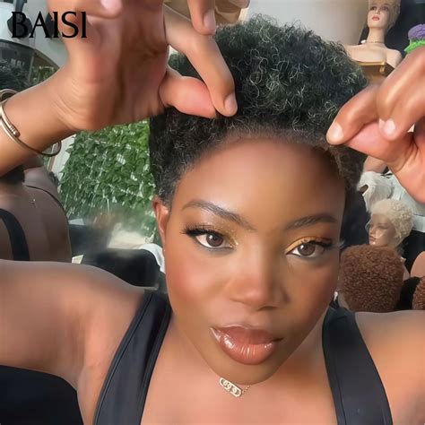Baisi Collection Perruques Pixie Afro Curly Noir 58€ Sans Colle Coupe Baisihairfr