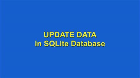 How To Use Update Using Sqlite Youtube