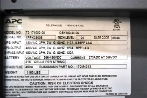 Apc Mge Galaxy 5000 100 Kva G5tups100