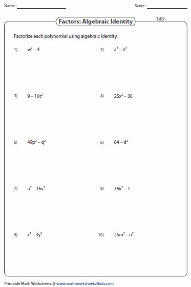 Factoring Polynomials Worksheet With Answers