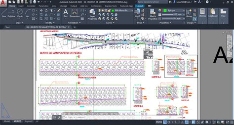 Plano Detalles De Muros De Mampostería De Piedra Dwg Archivos Cad