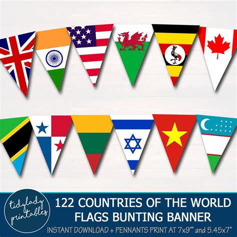International World Countries Flag Pennant Banner Printables World Country Flags Pennant