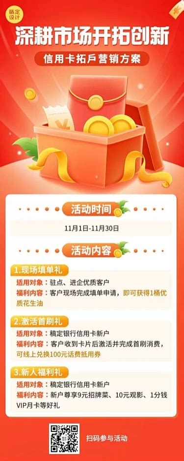 金融银行信用卡拓户营销方案宣传活动长图海报 花瓣网