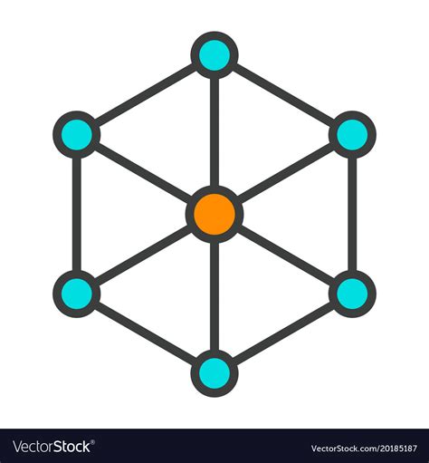 Blockchain Node Line Icon Minimal Pictograph Vector Image
