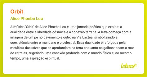 Significado Da Música Orbit Alice Phoebe Lou Letras Mus Br